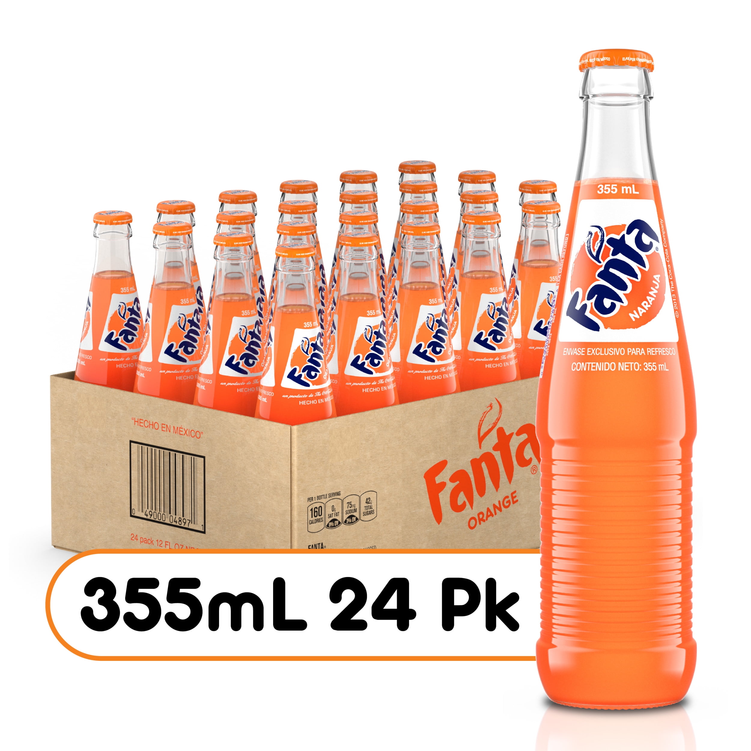 Fanta Orange Mexico Soda Fruit Flavored Soft Drink, 355 mL, 24 Pack ...