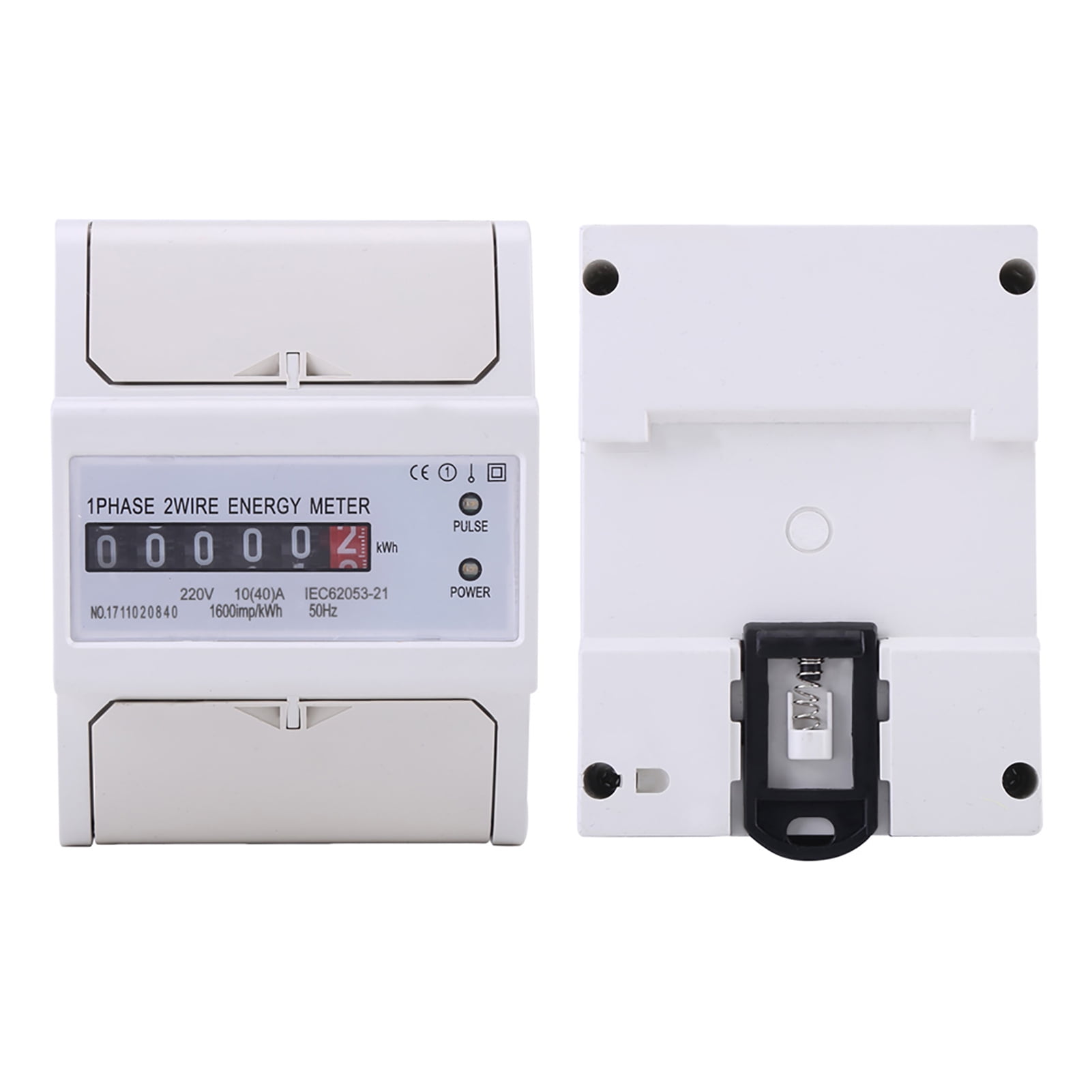 Single Phase Energy Meter, 2 Wire DIN Rail Kilowatt Meter Electronic ...