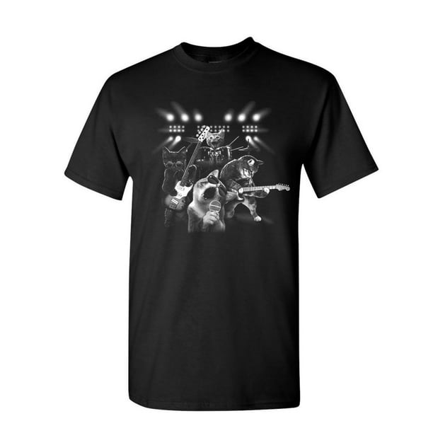 Tee Hunt Cats Rock Concert T-Shirt Rock & Roll Cat Lover Kitten Music ...