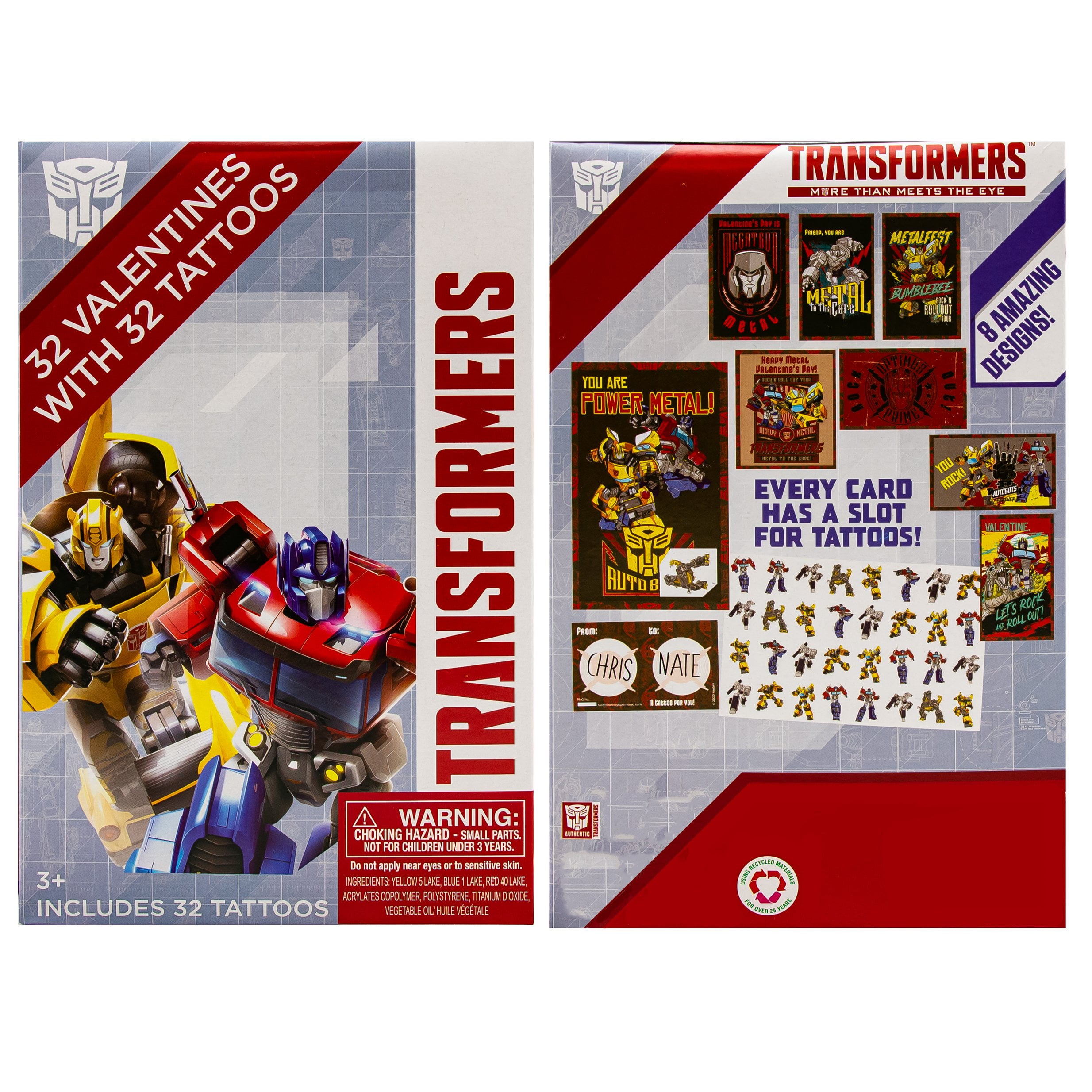 Transformers 32 Count School Valentines Day Illustrated Cards with ...