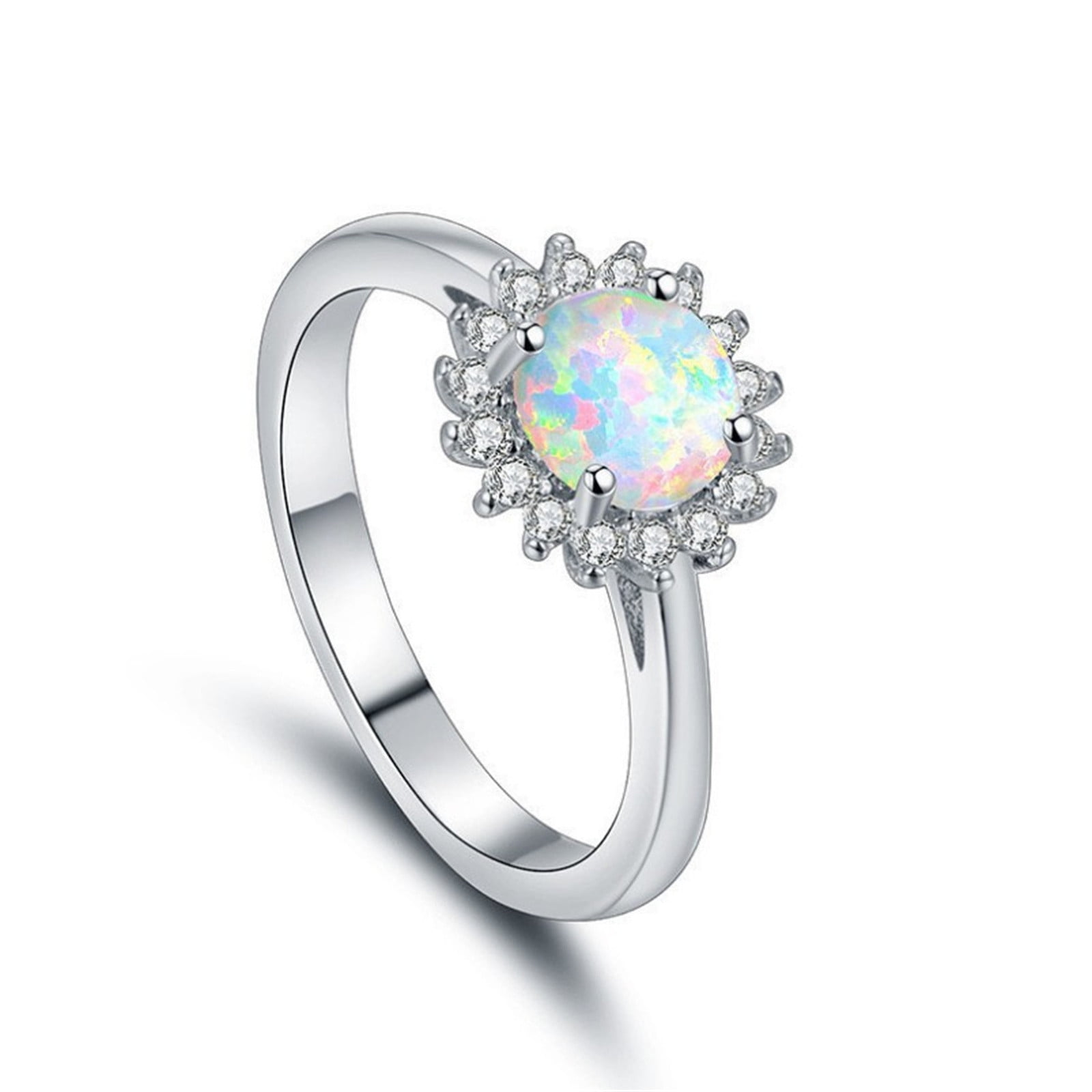 Click here for Yangzheee Opal Ring Round Opal White Stone Hand Je... prices