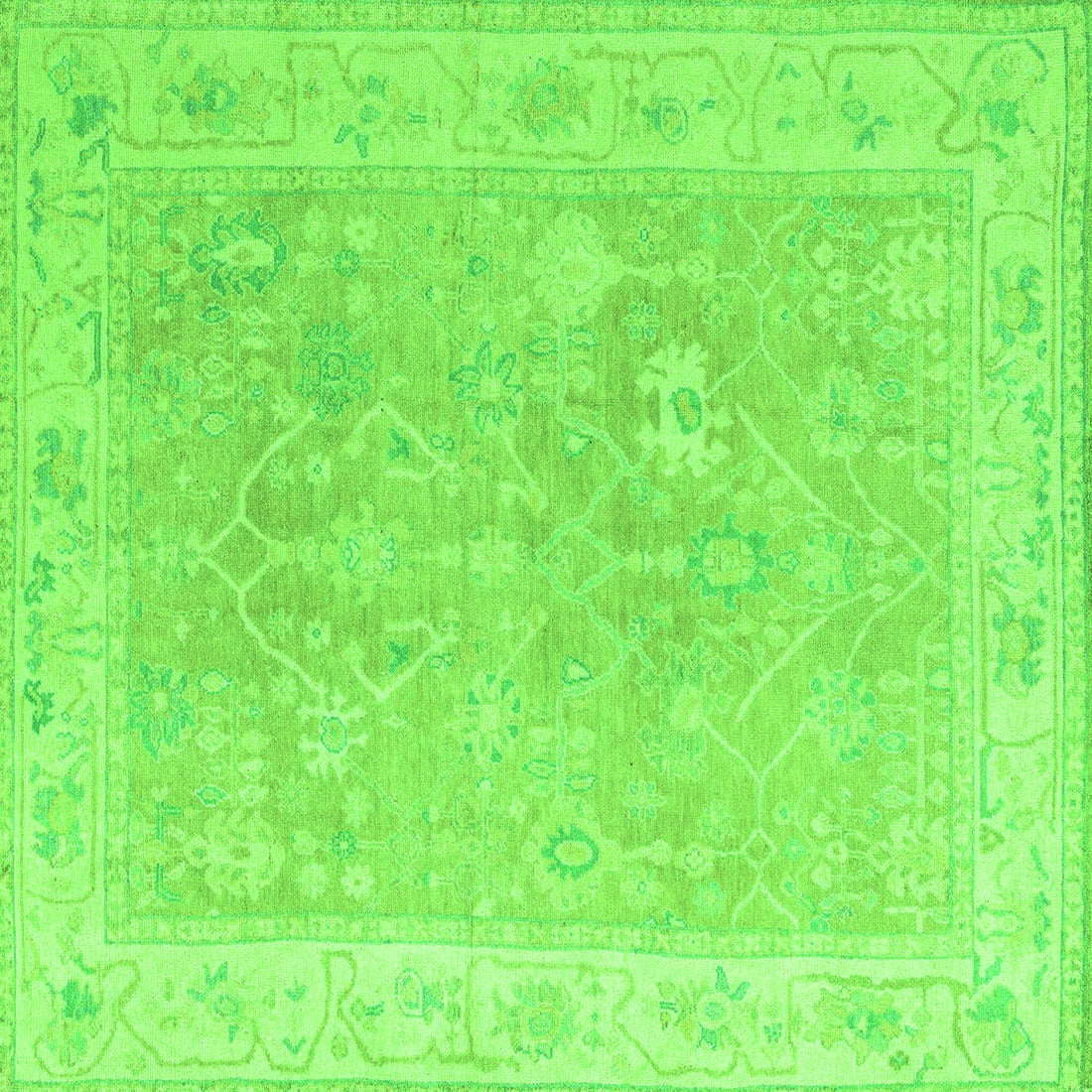 Ahgly Company Indoor Square Abstract Green Modern Area Rugs, 8' Square ...