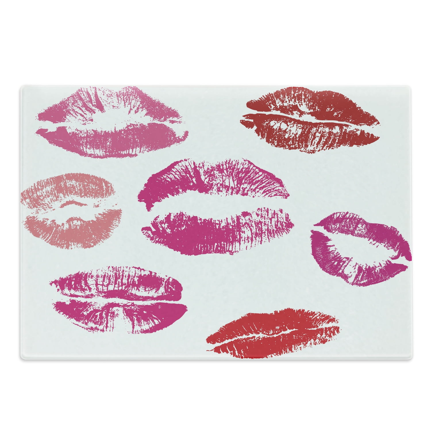 Kiss Cutting Board, Grunge Looking Pink and Red Lipstick Marks Set ...