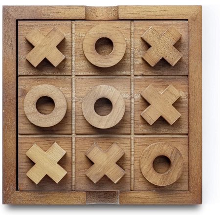 FFIY Tic Tac Toe/Noughts and Crosses Wooden Tabletop Board Game Family ...