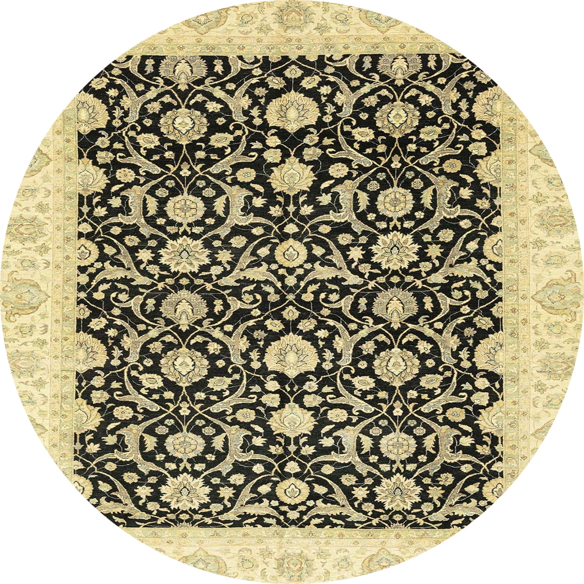 Ahgly Company Indoor Round Abstract Mustard Yellow Oriental Area Rugs ...