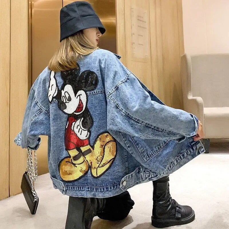 Disney-Chaqueta de dibujos animados de Mickey Mouse para mujer, abrigo ...