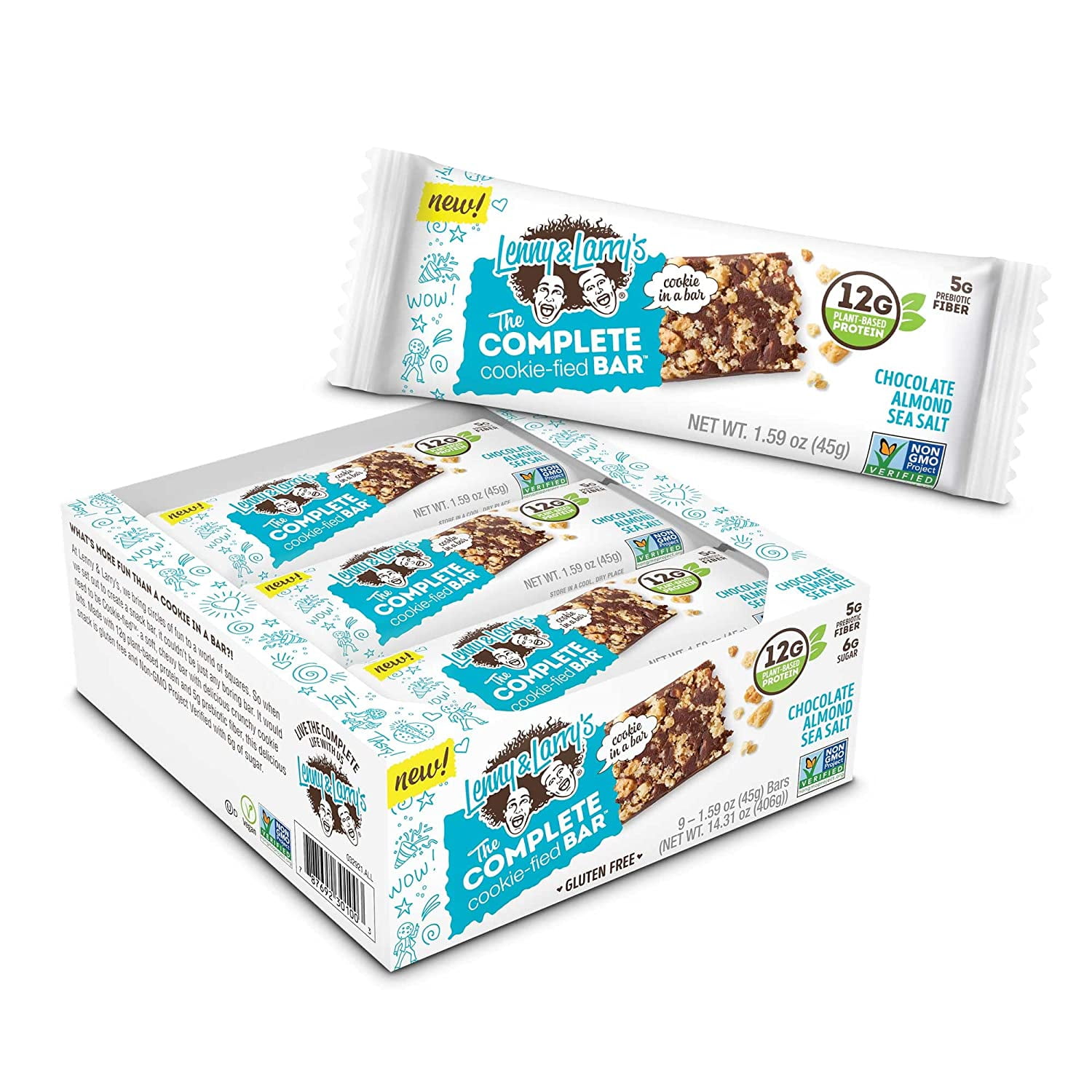 Lenny & Larry's The Complete Cookie-Fied Bar, Chocolate Almond Sea Salt ...