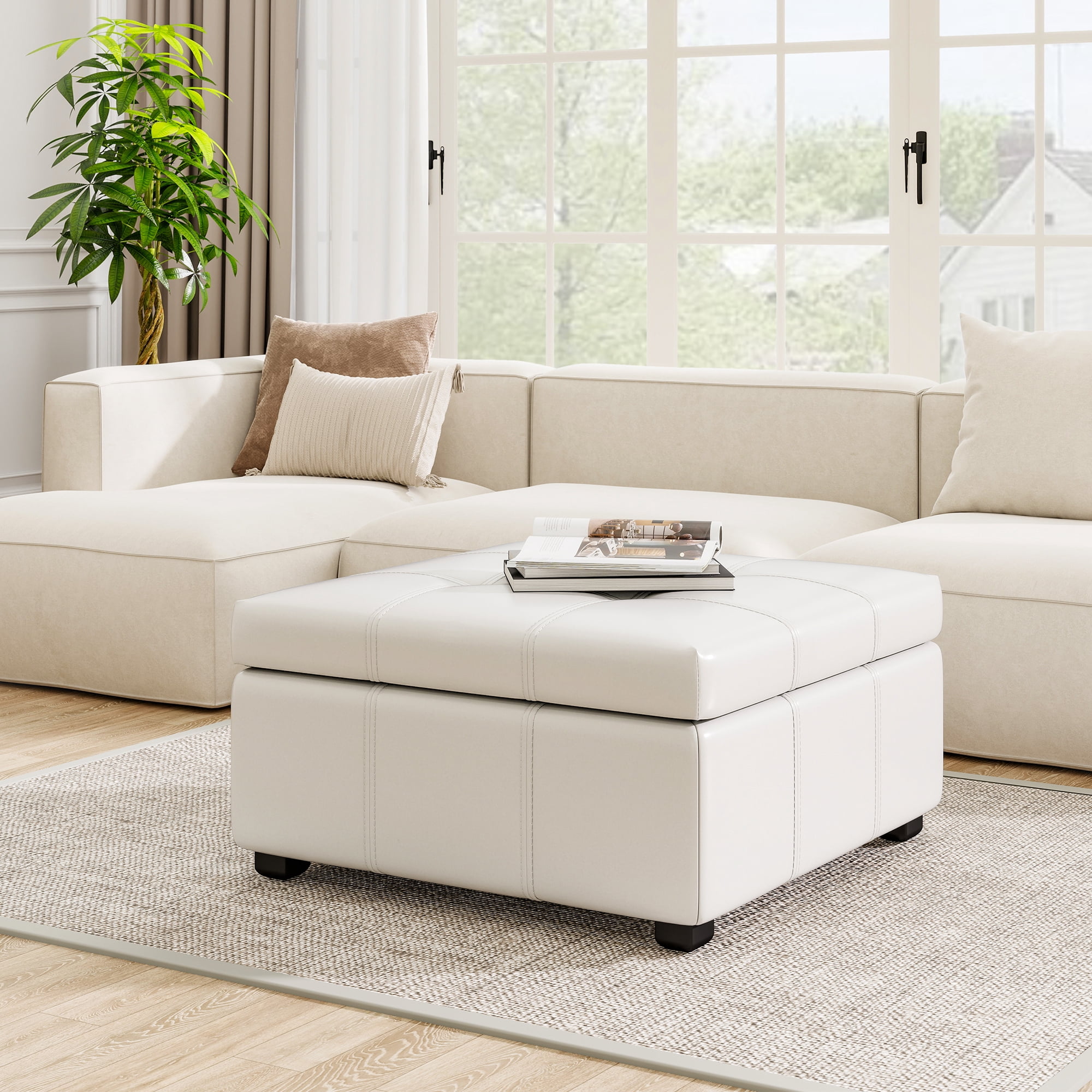 Click here for Modernluxe 34.25 Large Square Ottoman With Storage... prices
