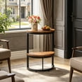 Fnova 2-Tier Half Moon End Table, Modern Wooden Narrow Sofa Side Table ...