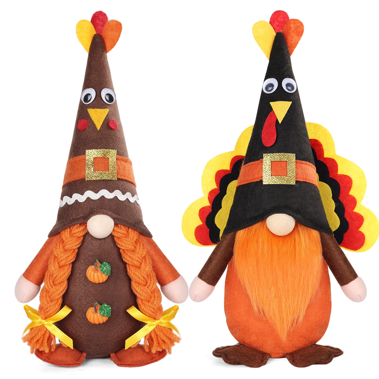 Thanksgiving Decorations Mr and Mrs Turkey Gnomes Plush Orange Fall ...
