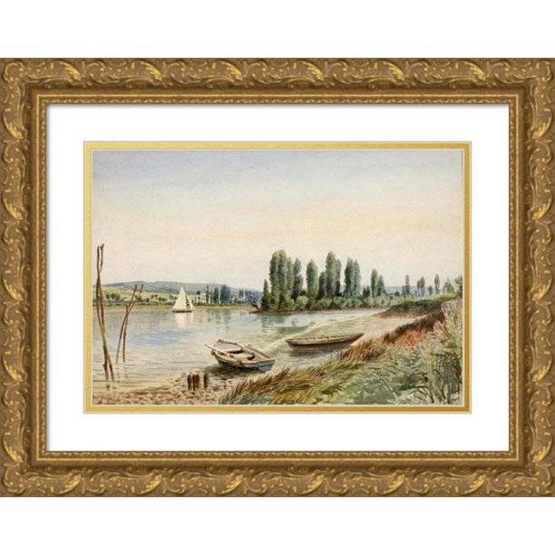 Walter Paris 18x14 Gold Ornate Wood Frame and Double Matted Museum Art ...