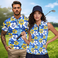 Aplkyhs Hawaiian Hibiscus Floral Matching Couple Sport Shirts Quarter ...