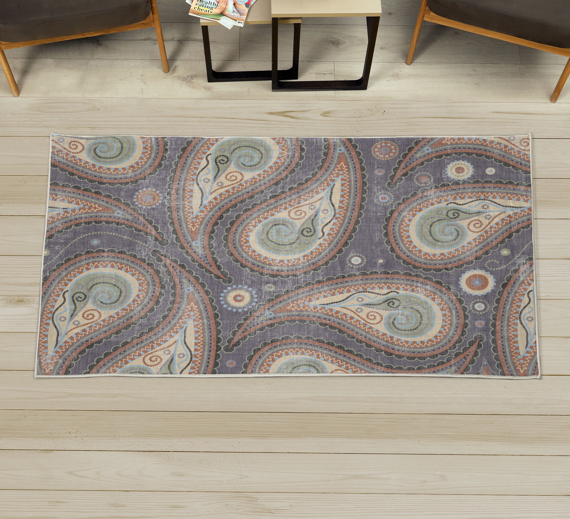 Paisley Decorative Rug, Continuous Fig Like Motifs Pattern Mandala ...