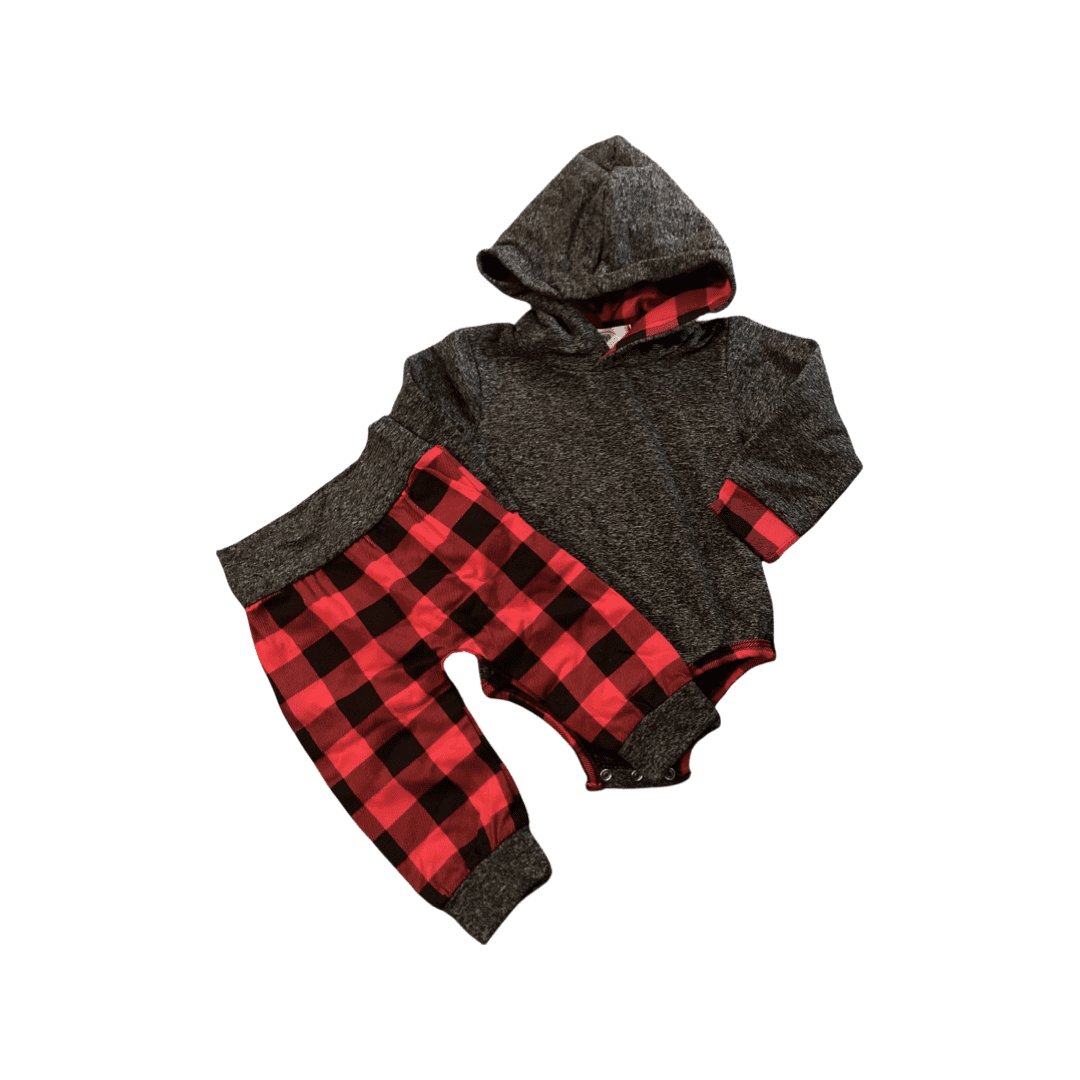 Hooded Flannel Onesie Set - Walmart.com