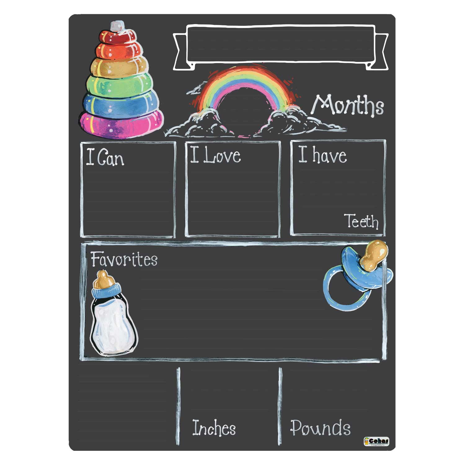 Cohas Basic Design Baby Milestone Chalkboard, 12 by 16 inches, No ...