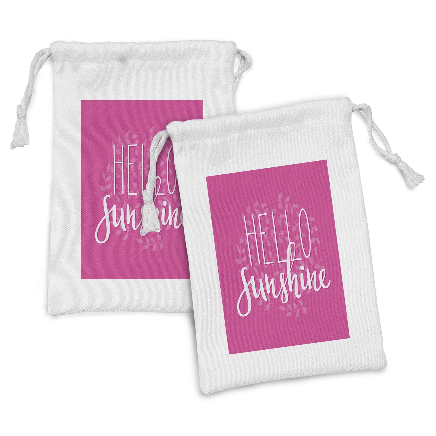 Hello Sunshine Fabric Pouch Set of 2, Calligraphy Design with Laurel ...