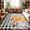 Area Rug 4x6ft, Orange Pumpkin Fall Maple Leaves Thanksgiving Bird ...