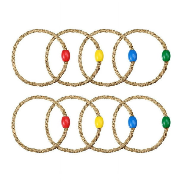SHAR 8 Pieces Puck Puck Throwing Circle Garden Game Wooden Rope Puck ...