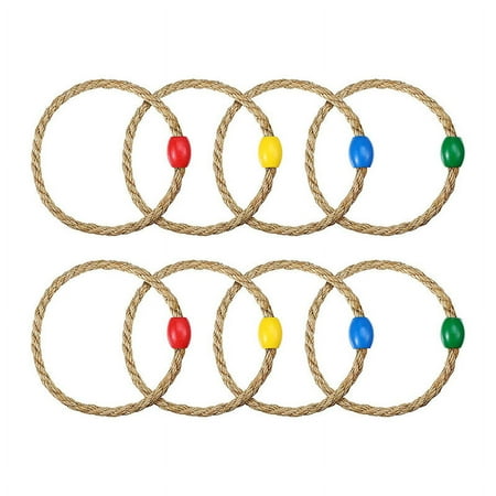SHAR 8 Pieces Puck Puck Throwing Circle Garden Game Wooden Rope Puck ...