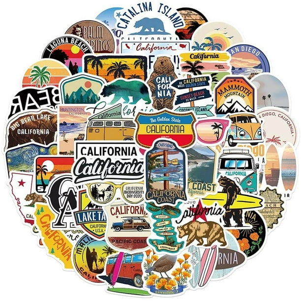 Love California Stickers |50 Pcs California Beach Scenery Bear ...