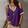 ChaoHeng Women's Summer Solid Color V-neck Short Sleeve Off-Shoulder ...