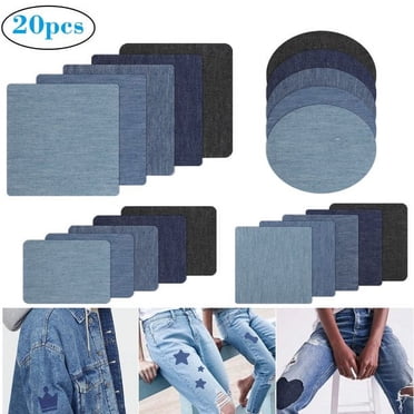 EEEkit 20pcs Iron-On Denim Patches, No-Sew Fabric Repair Material Kit ...