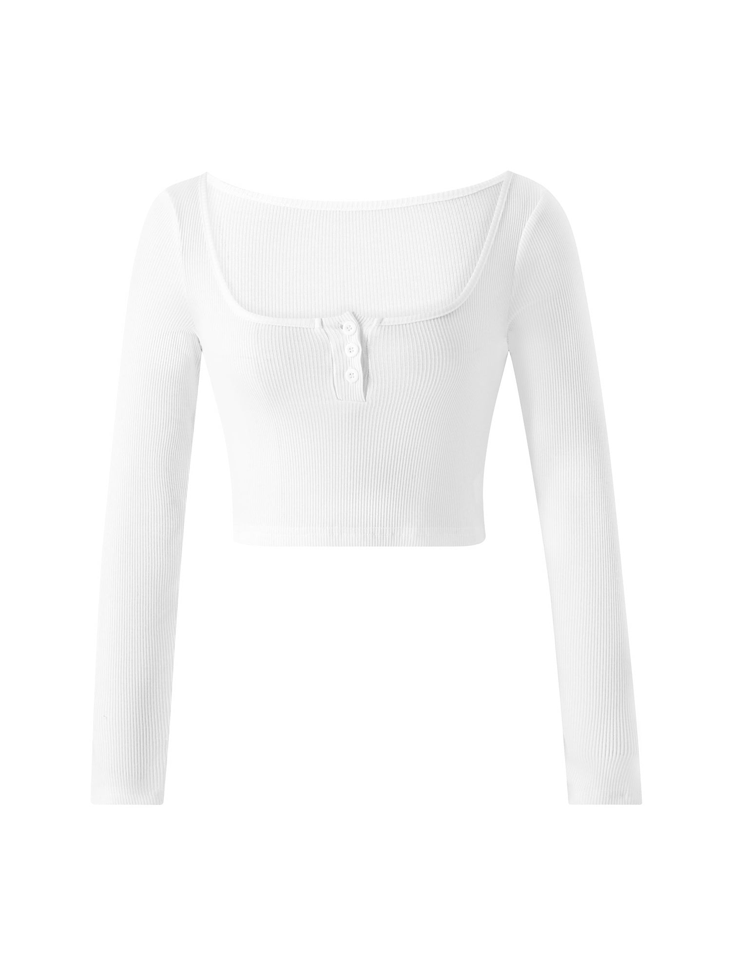 hirigin Women V Neck Long Sleeve Shirt Sexy Slim Fit Ribbed Crop Top ...