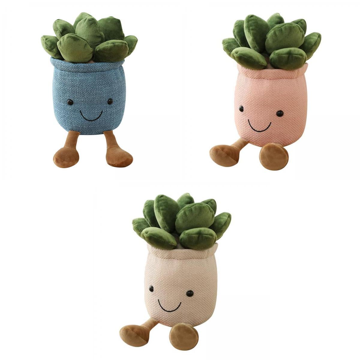 3Pcs Lifelike Plush Potted Plants Succulent Plant Stuffed Toy Desktop ...