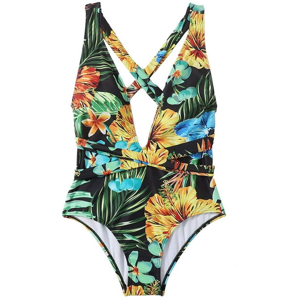 Women's Sexy Bathing Suits Criss Cross Tie Knot Front Deep V Open Back ...