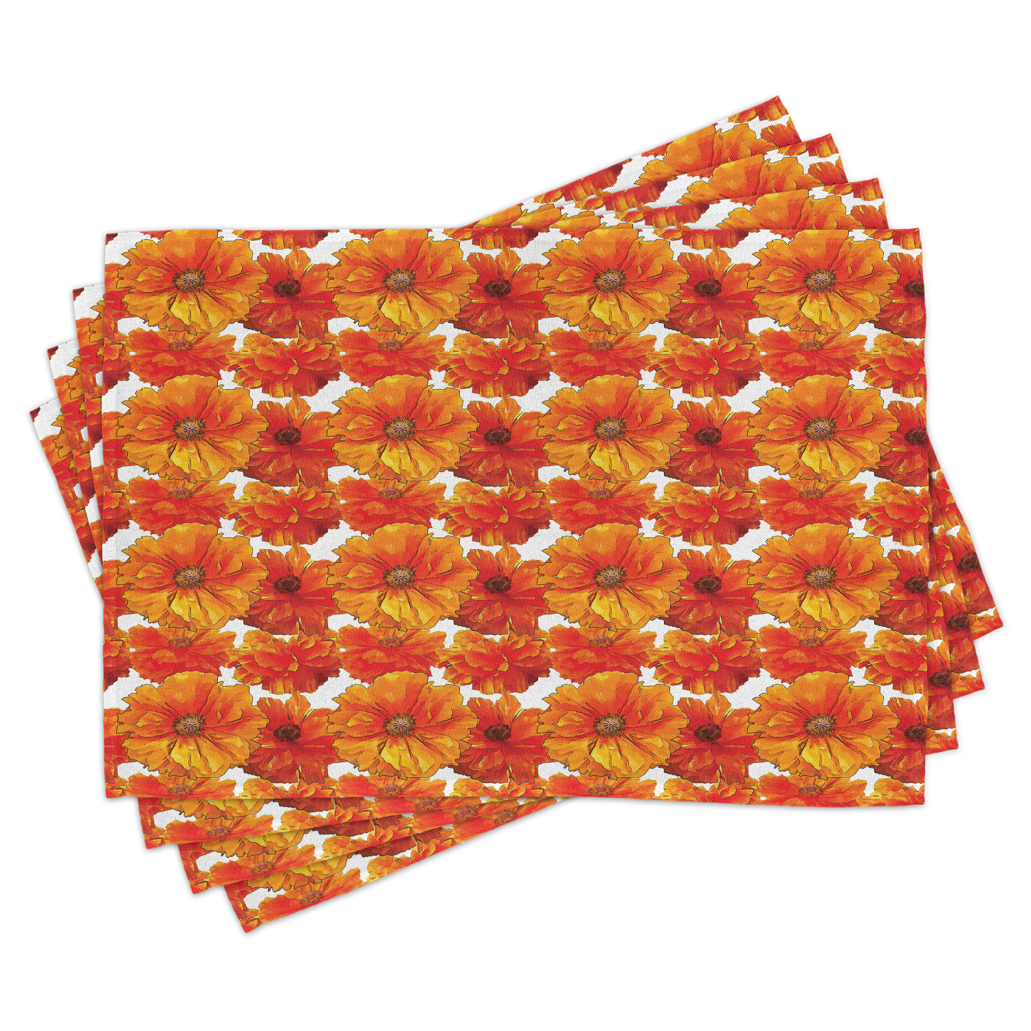 Ambesonne Orange Place Mats Set of 4, Antique Bohemian Poppies ...