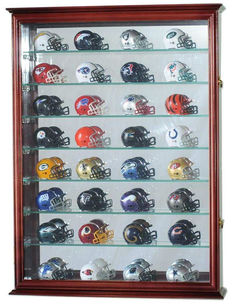Large Pocket Pro Mini Helmet Display Case Cabinet (Mirrored Back ...
