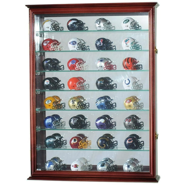 Large Pocket Pro Mini Helmet Display Case Cabinet (Mirrored Back ...