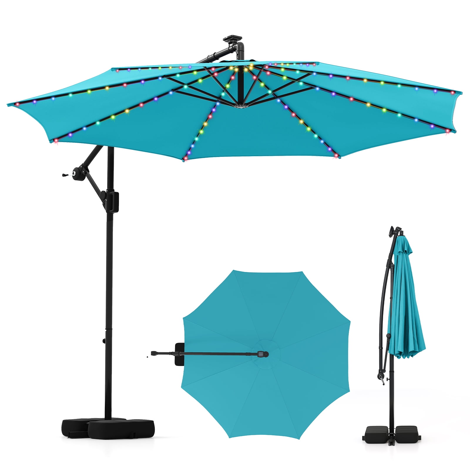 Click here for Costway 10 Ft Solar Offset Hanging Umbrella With 9... prices