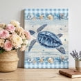 Blue Turtle Coastal Canvas Wall Art for Living Room, Summer Starfish ...