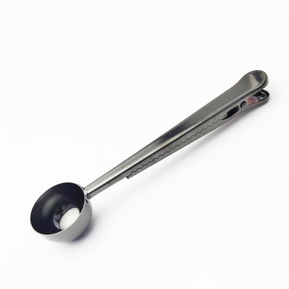 Coffee Scoop Clip Stainless Steel Spoon 2 in 1 Long Handle Spoon with ...