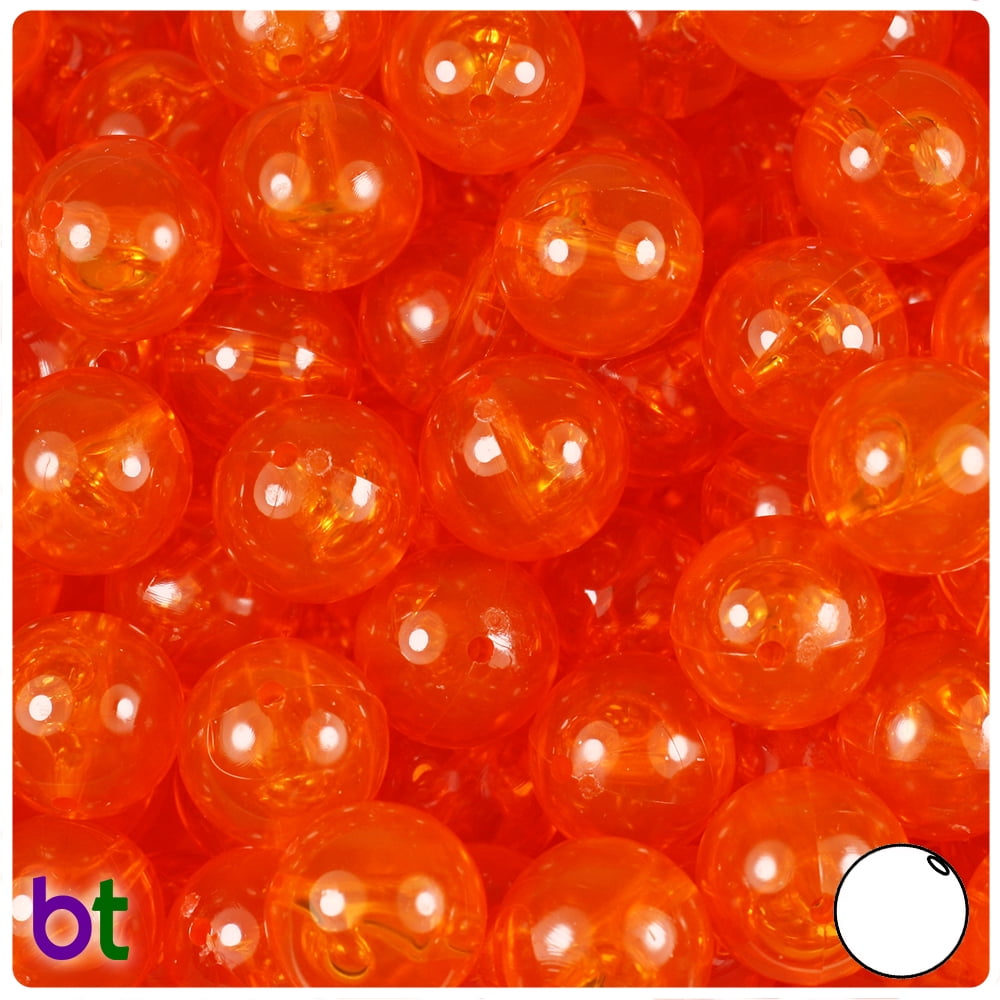 BeadTin Orange Transparent 14mm Round Plastic Beads (36pcs) - Walmart.com