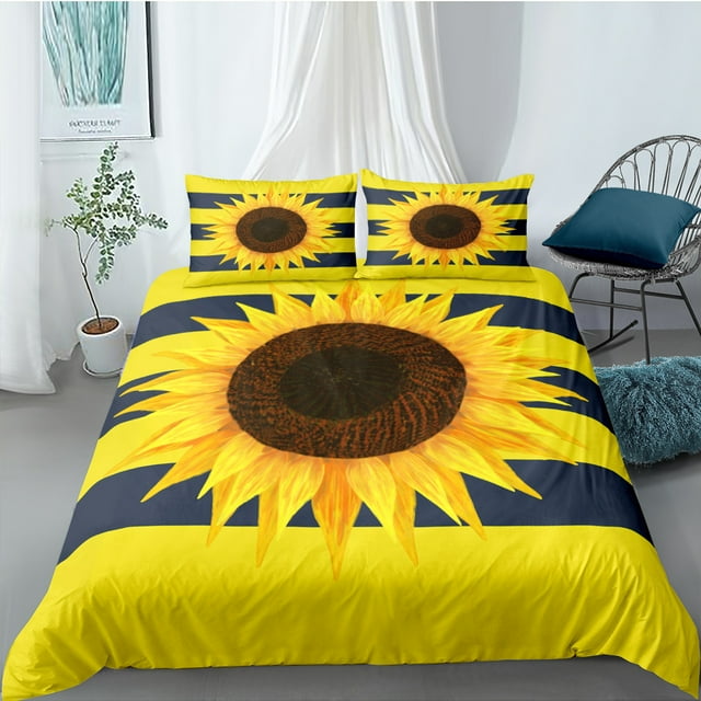 Duvet Cover Set King Size for Kids Adult Room Decor Modern Sunflower ...