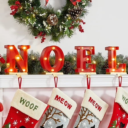 Stocking Holder for Mantle Set of 4 Metal Noel Christmas Stocking ...