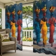 African American Woman Outdoor Curtains for Patio, Coastal Ocean Blue ...