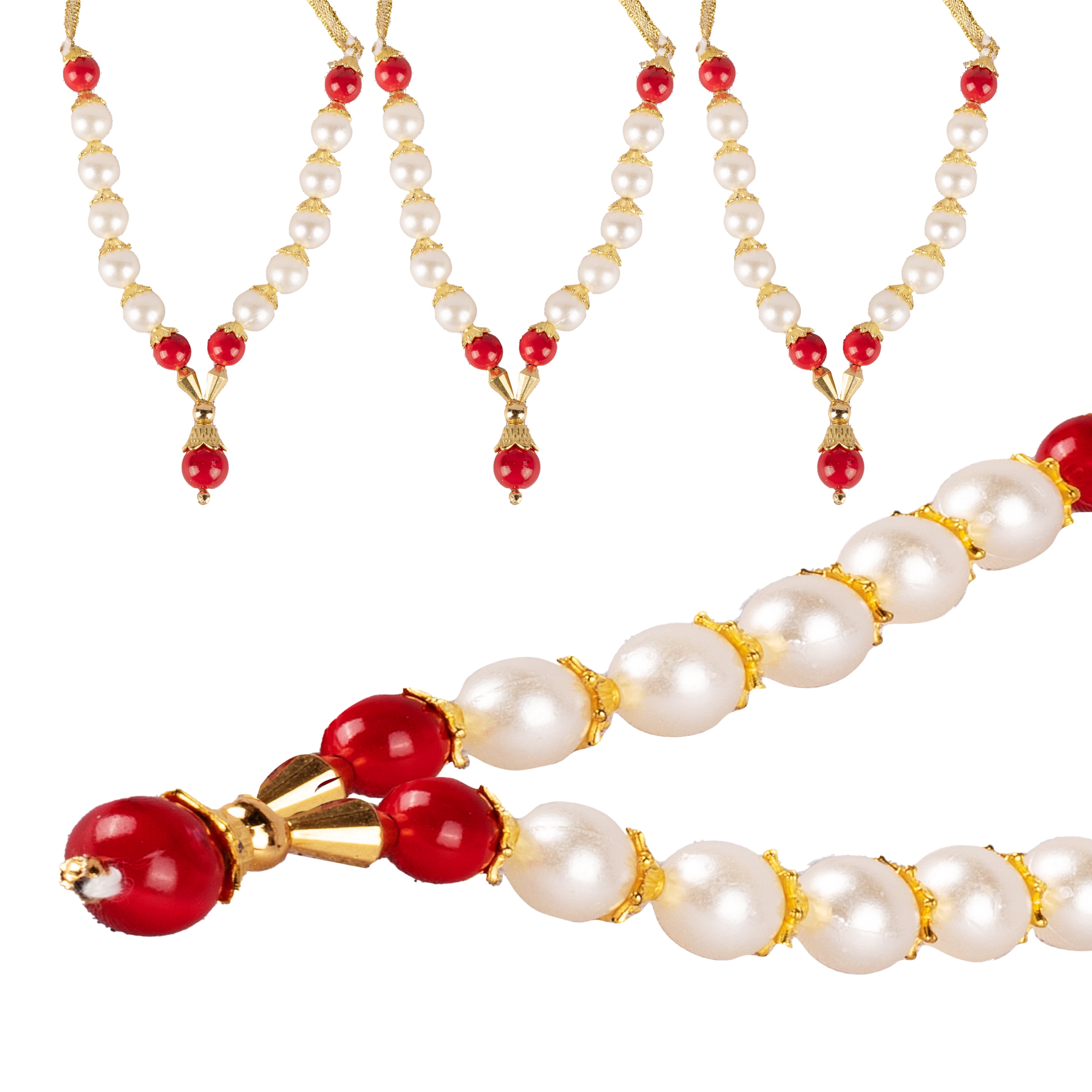 Set of 4 Artificial Flowers Ribbon Garland Haar Mala for Idol-Mala for ...