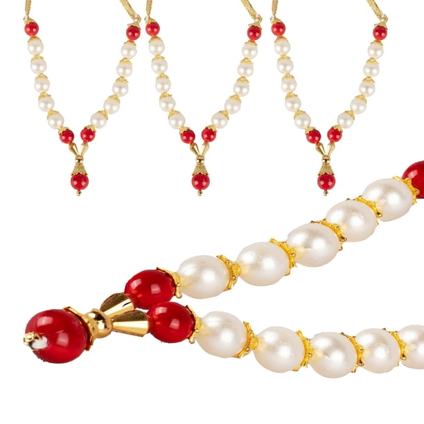 Set of 4 Artificial Flowers Ribbon Garland Haar Mala for Idol-Mala for ...