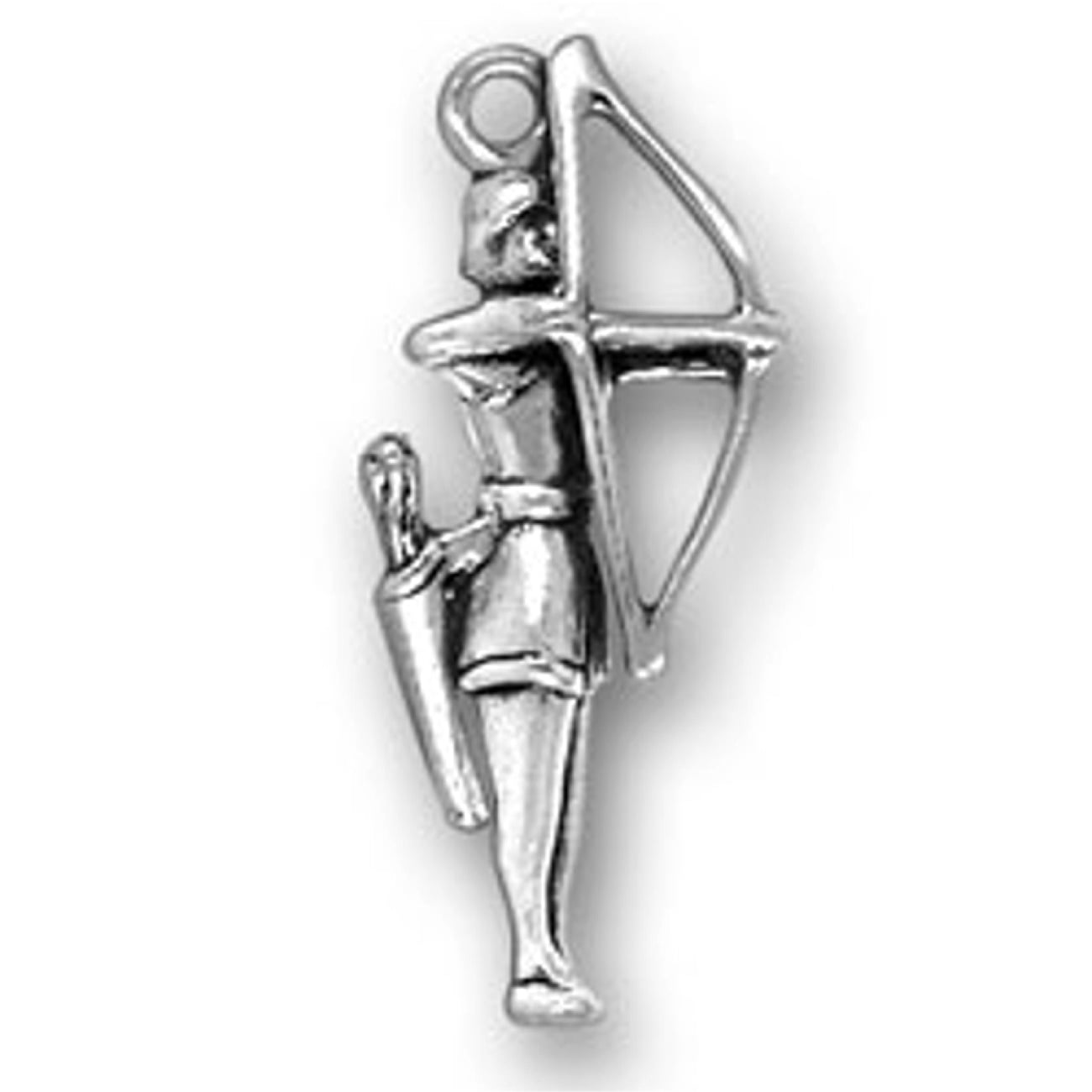 Sterling Silver 20" 1.2mm Box Chain 3D Sagittarious Archer Holding Bow ...