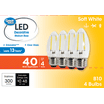 Great Value LED Light Bulb, 4W (40W Equivalent), Soft White, Dimmable ...