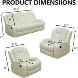 Multifunction Power Air Leather Recliner Sofa + 2 Chairs Set with LED ...