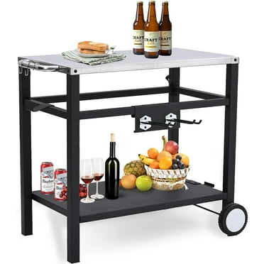 Feasto Adjustable 3-Tier Outdoor/Indoor Food Prep Cart Work Table with ...