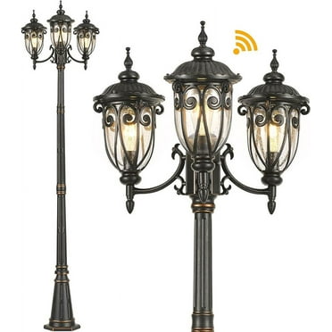 Claxy Bronze Outdoor Post Light Pole Lantern Lamp with Water Glass ...