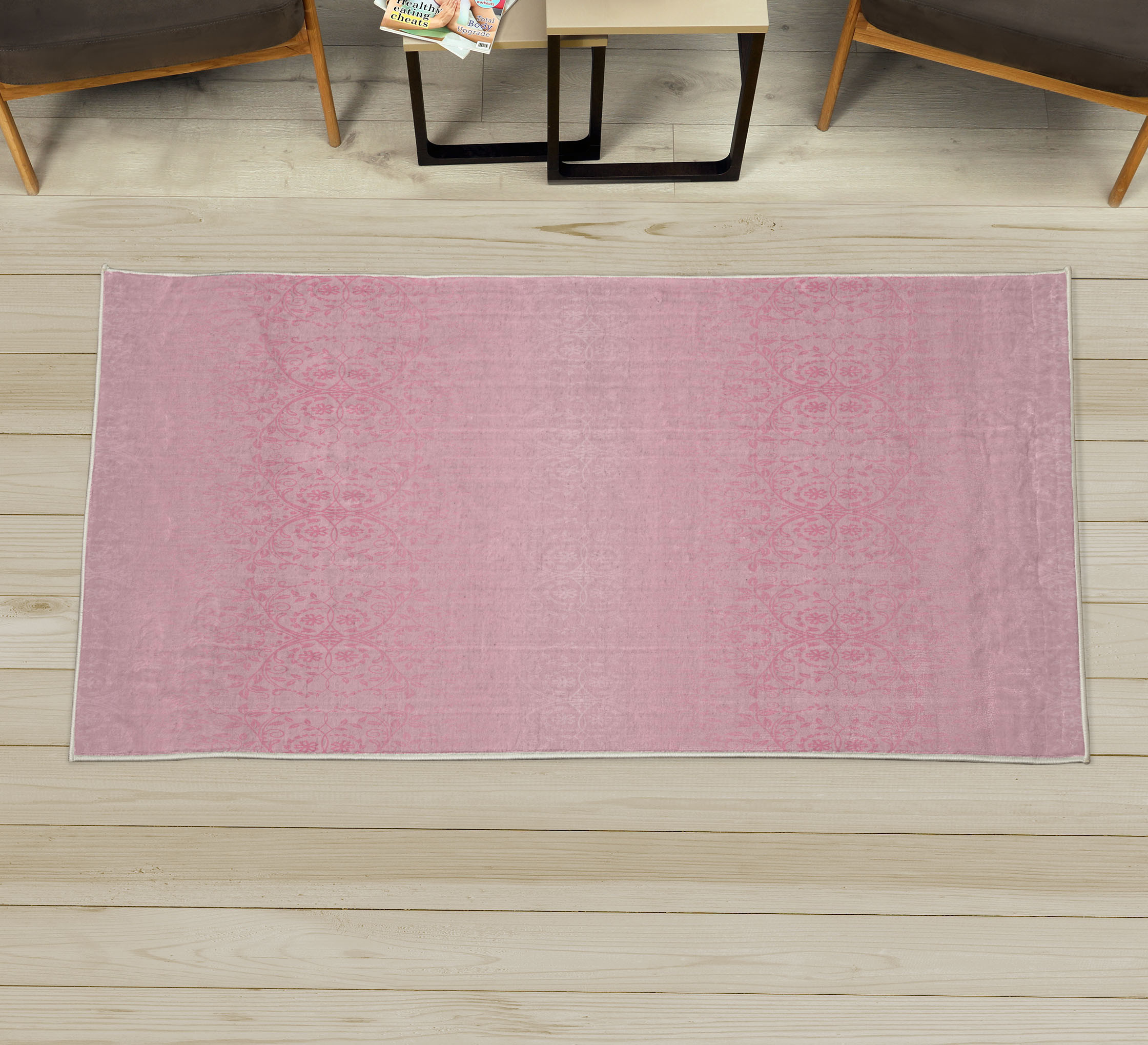 Floral Decorative Rug, Victorian Lace Flowers and Leaves Retro ...