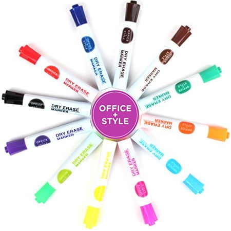 Dry Erase Marker and Magnetic Erasers Set, 12 Pack, Non-Toxic, Erasable ...