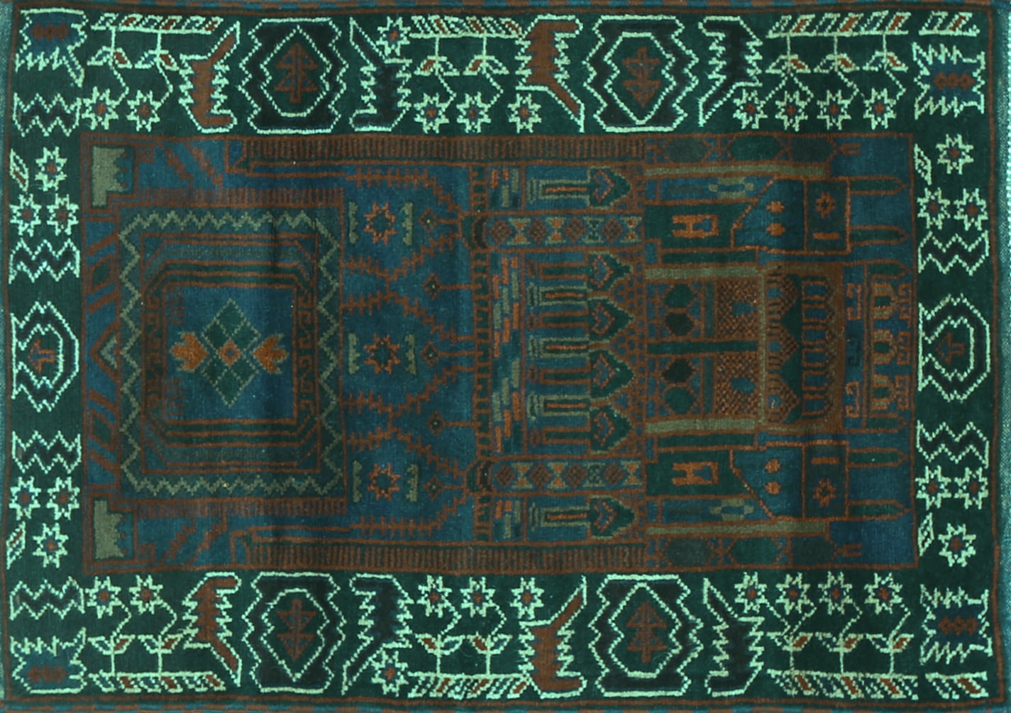 Ahgly Company Machine Washable Indoor Rectangle Persian Turquoise Blue ...