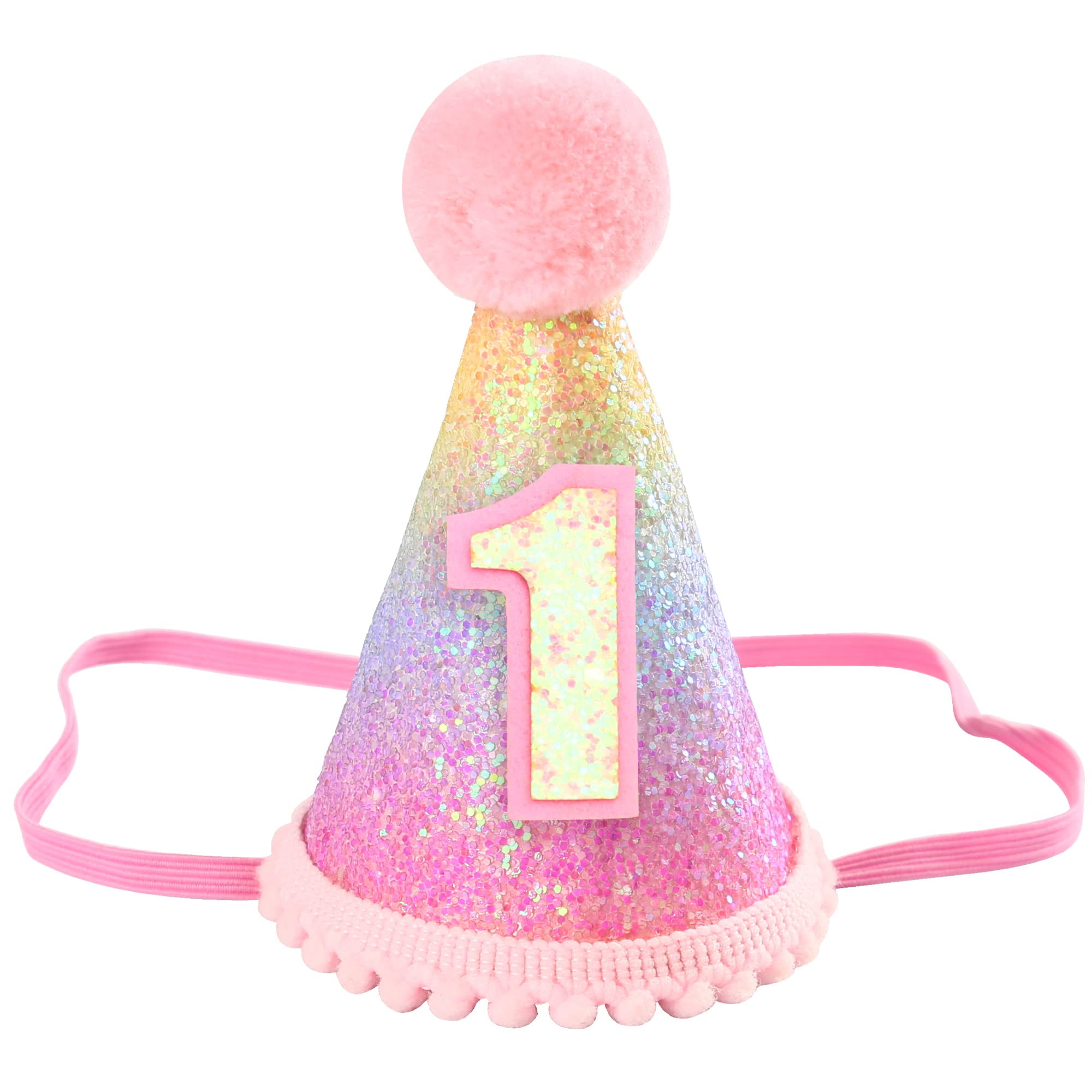 1st Party Hats for Kids, Glitter Rainbow Birthday Party Hat for Kids ...